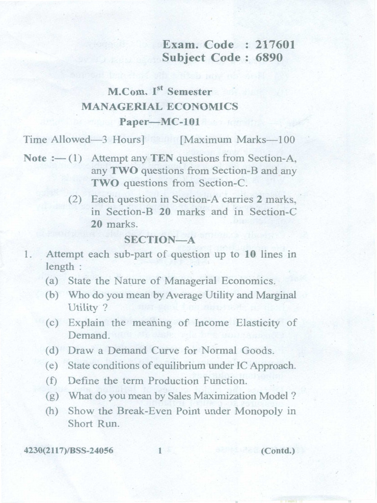 Me - Mcom - 1st Sem - 2017 | PDF