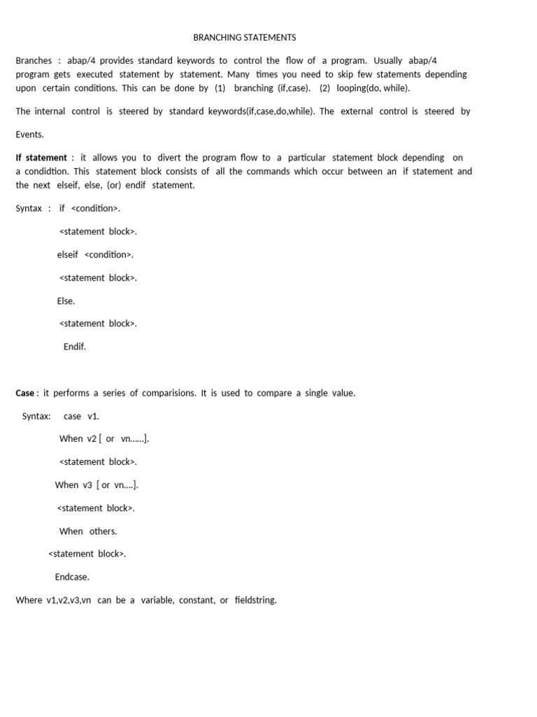 Branching Statements | PDF