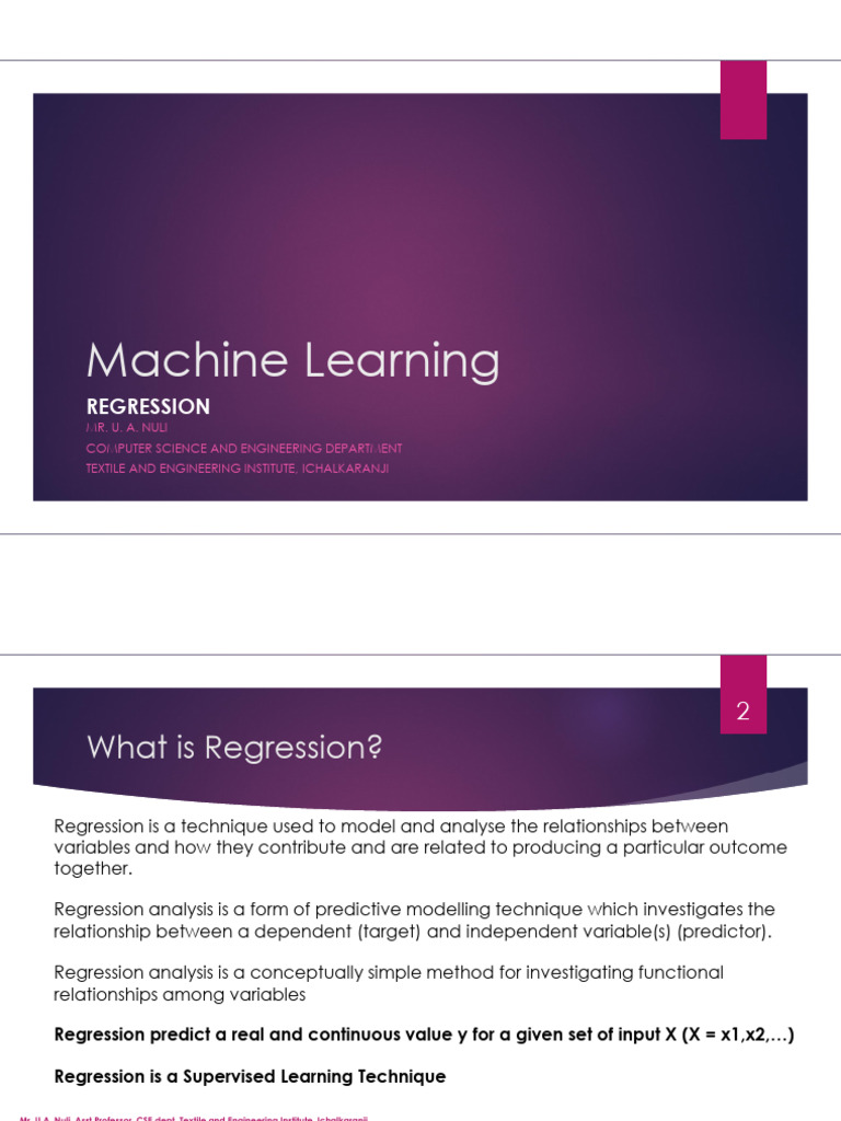 2.Machine-Learning-Unit2-Regression | PDF