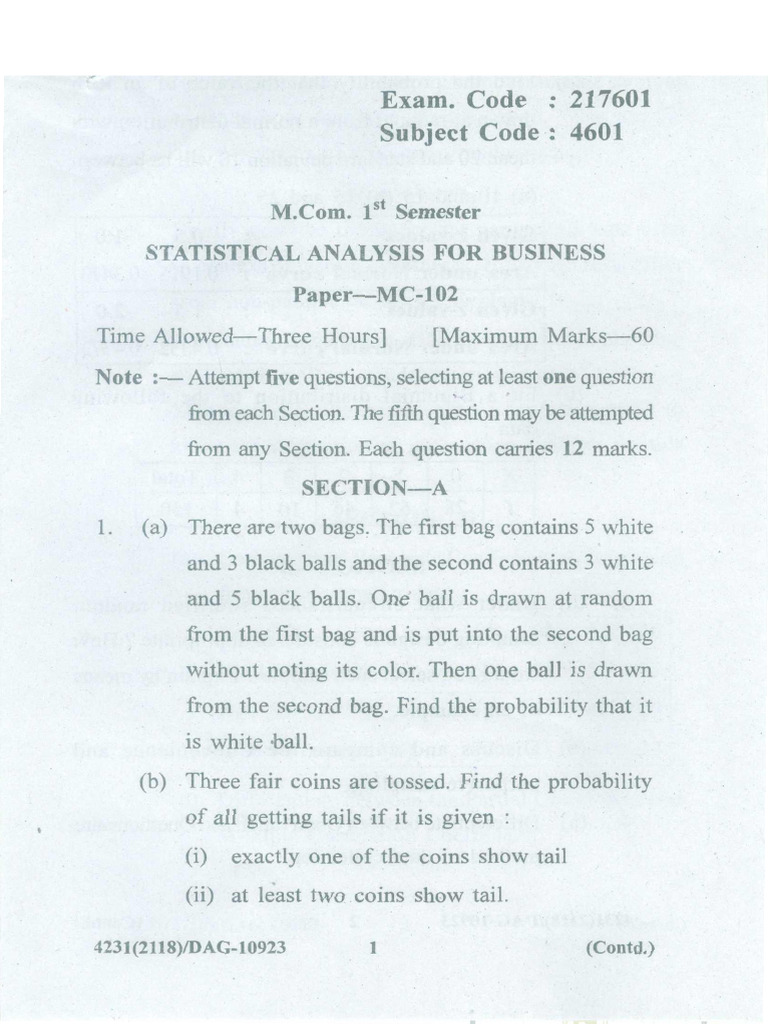 Sab - Mcom - 1st Sem - 2018 | PDF