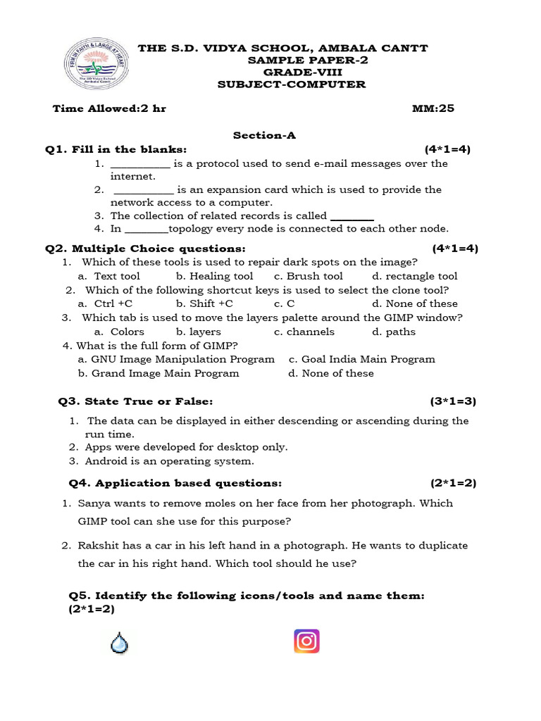 Sample Paper - 2 Grade 8 | PDF