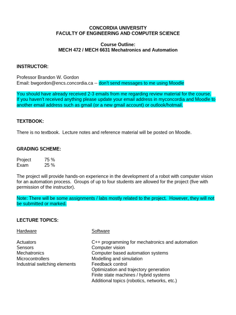 Mech663 Brief Outline | PDF