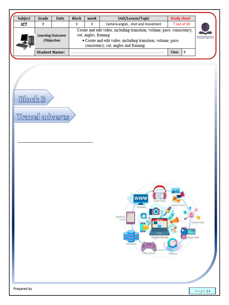 G9 - Block 3 - Week 3 - WS7 - Camera Shots, Angle and Movement | PDF