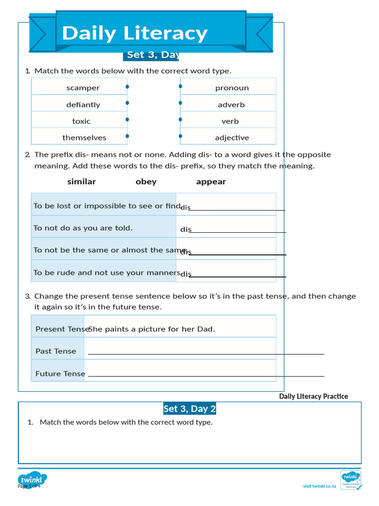 Lav Daily Literacy Practice - Set 3 | PDF