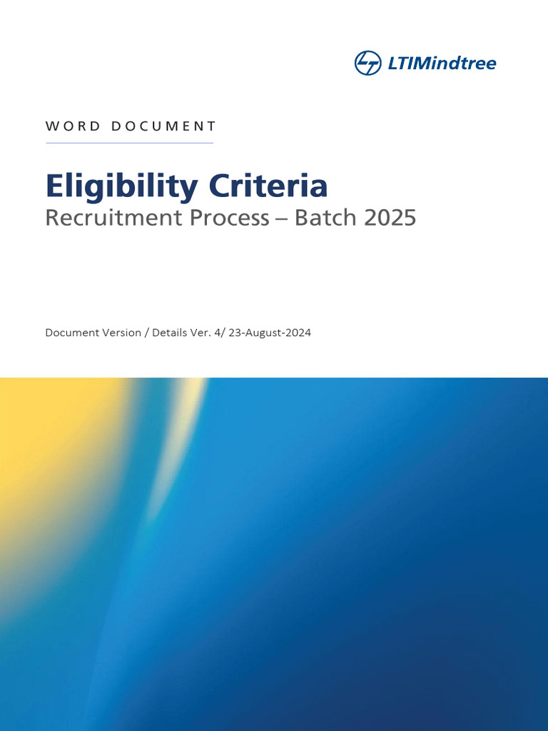 Eligibility Criteria - Technical - Engineering Batch 2025 | PDF ...