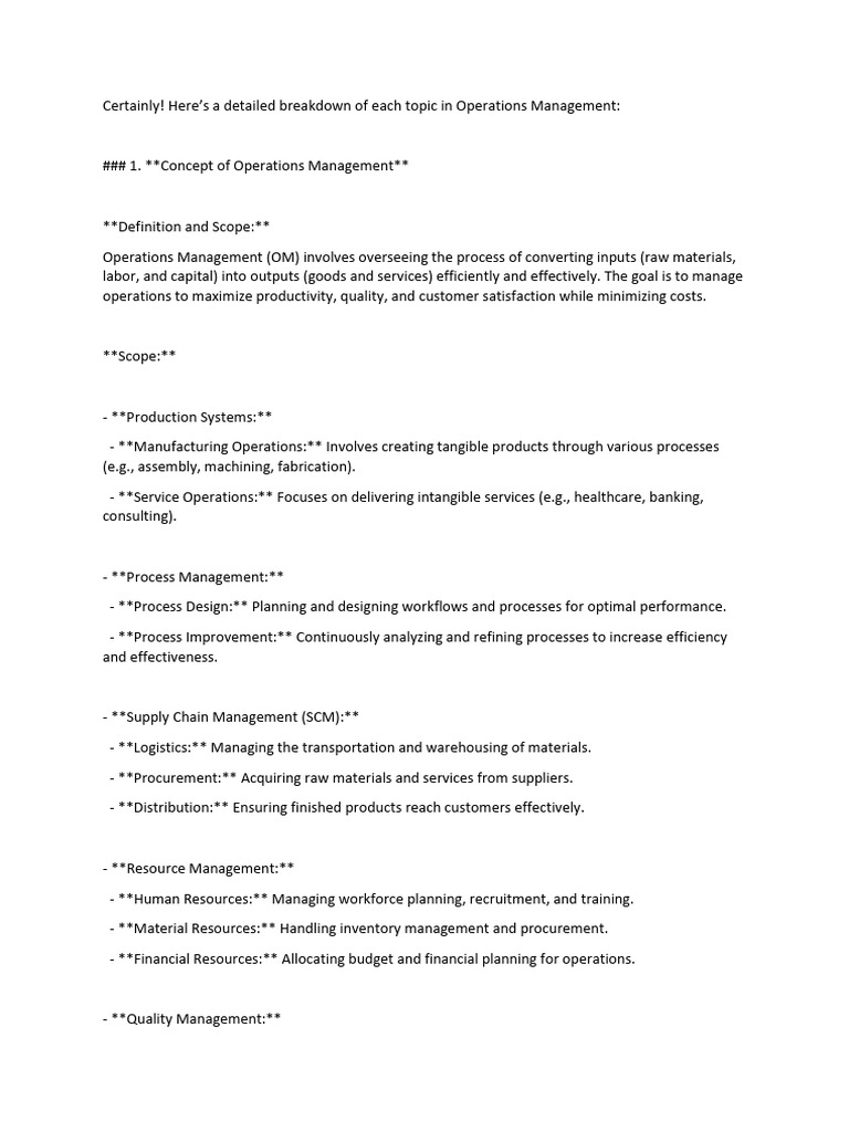 Operation Management | PDF