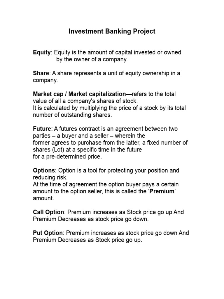 Investment Banking Project | PDF