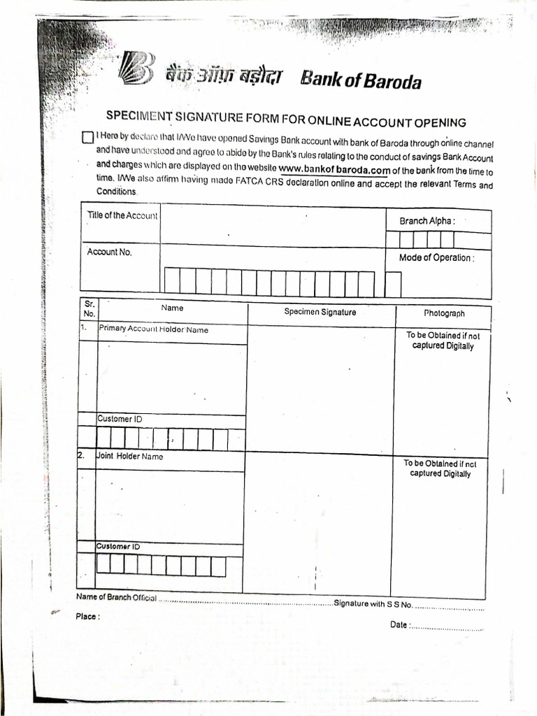 Tab Account Opening Form | PDF