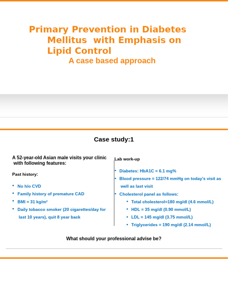 Primary Prevention in Diabetes Mellitus With Emphasis On Lipid Control ...