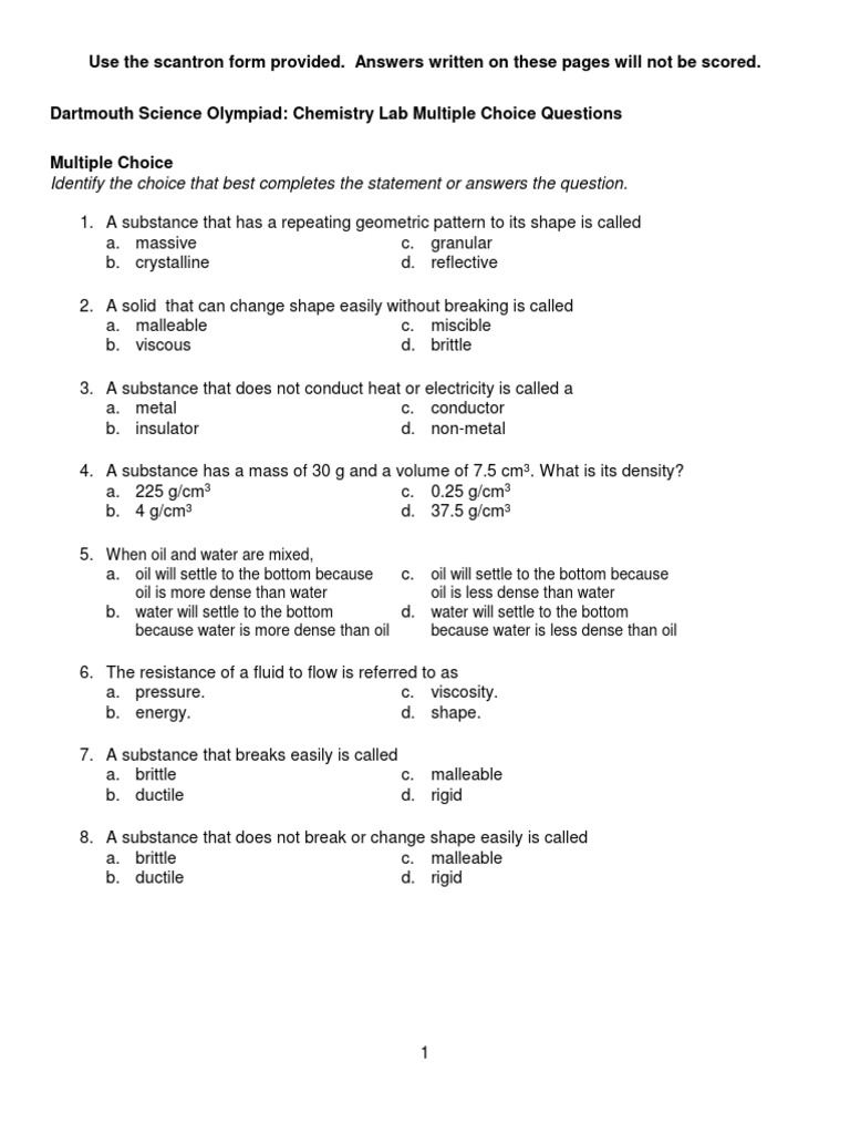 ExamView - Chemistry Lab DSO | PDF