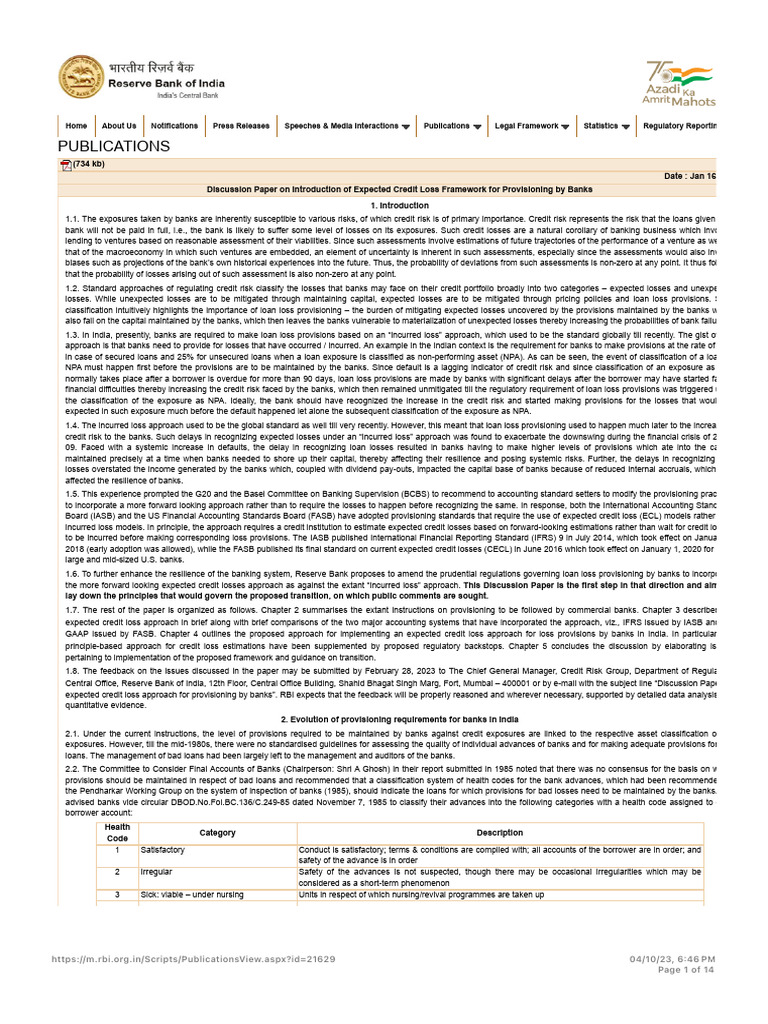 Expected Credit loss-RBI | PDF | Fair Value | Finance & Money Management