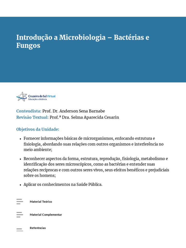 Introdução A Microbiologia - Bactérias e Fungos | PDF