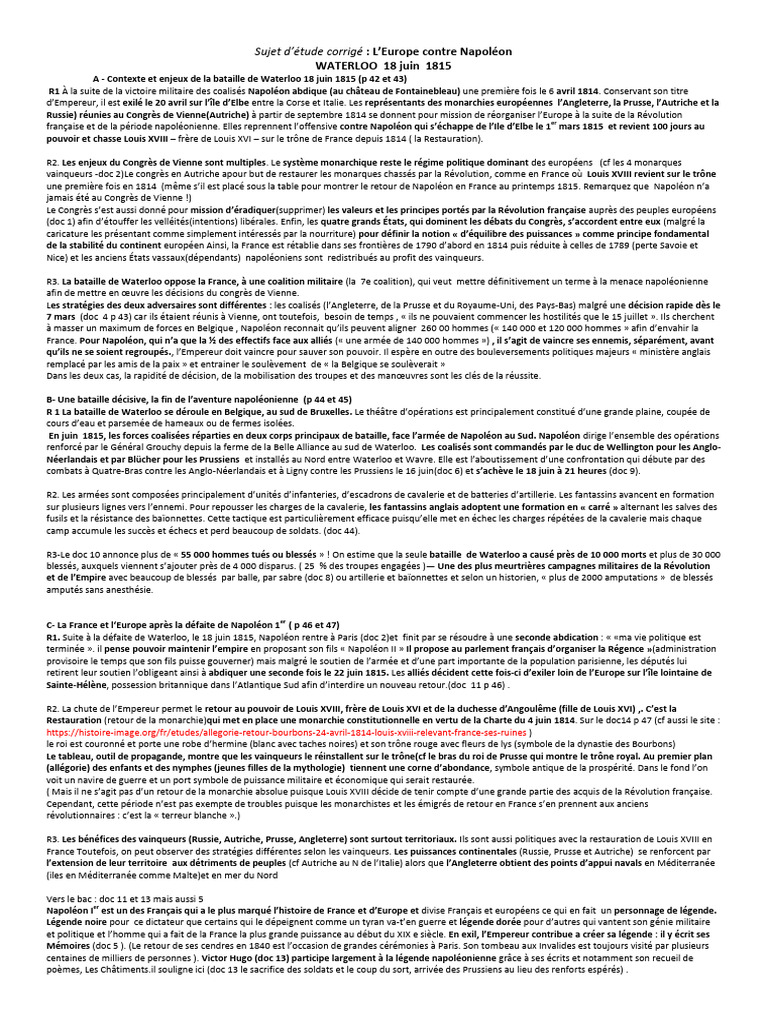 2 Corrigé Etude WATERLOO - Copie | PDF
