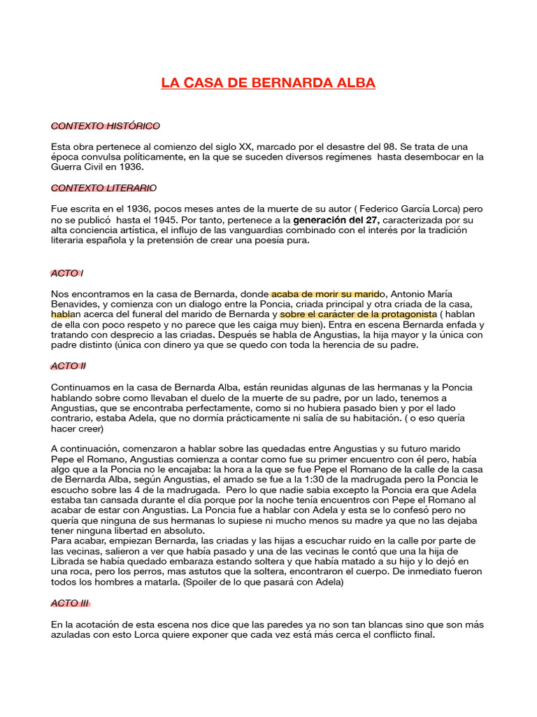 La Casa de Bernarda Alba | PDF