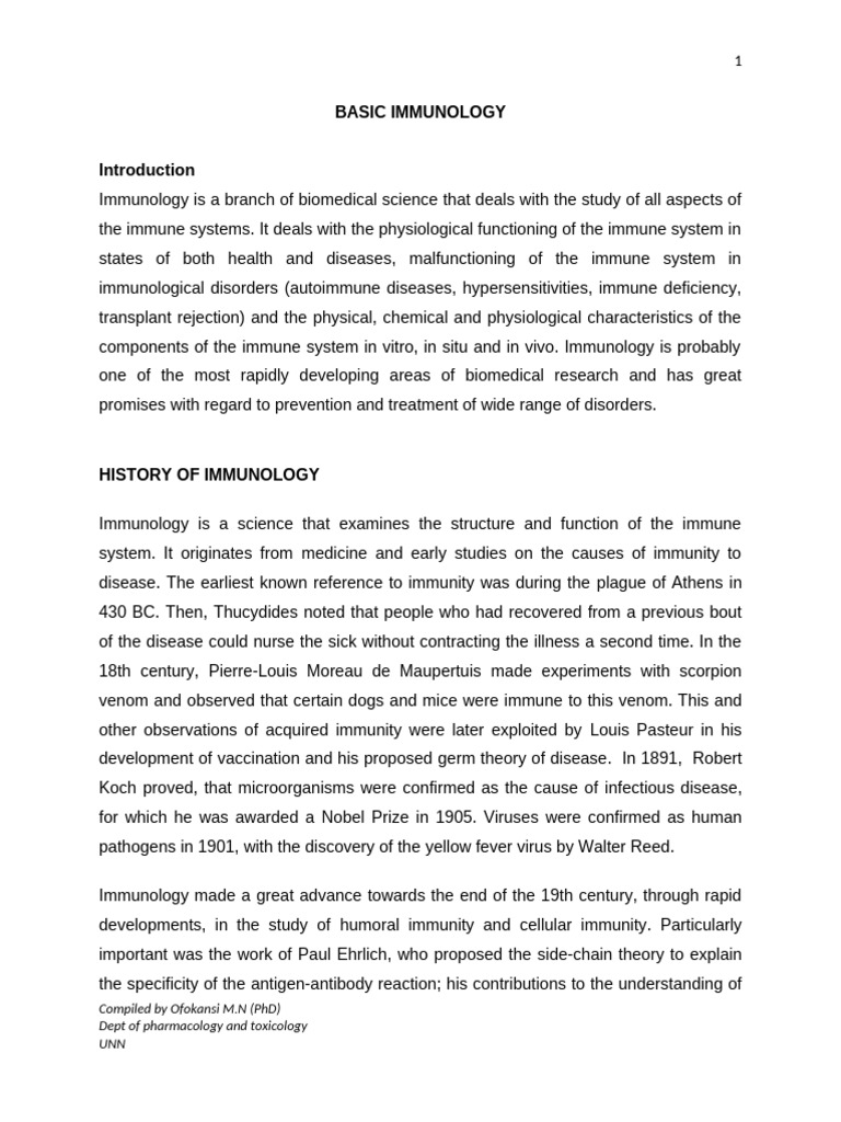 Overview of Basic Immunology Concepts | PDF | Immune System | Social ...