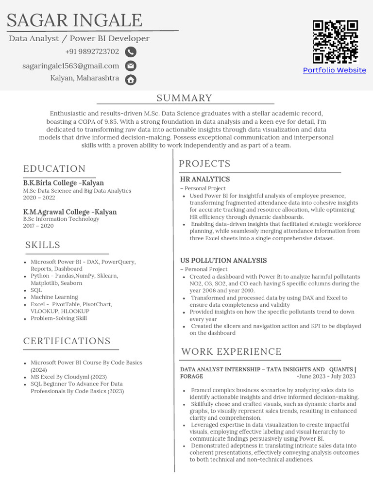 Sagaringale Dataanalyst Powerbi Resume Pdf