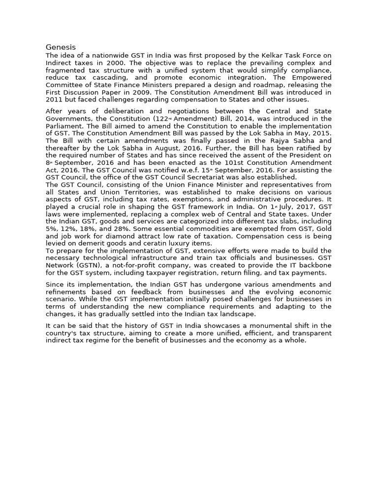 History of GST | PDF | Taxes | Business