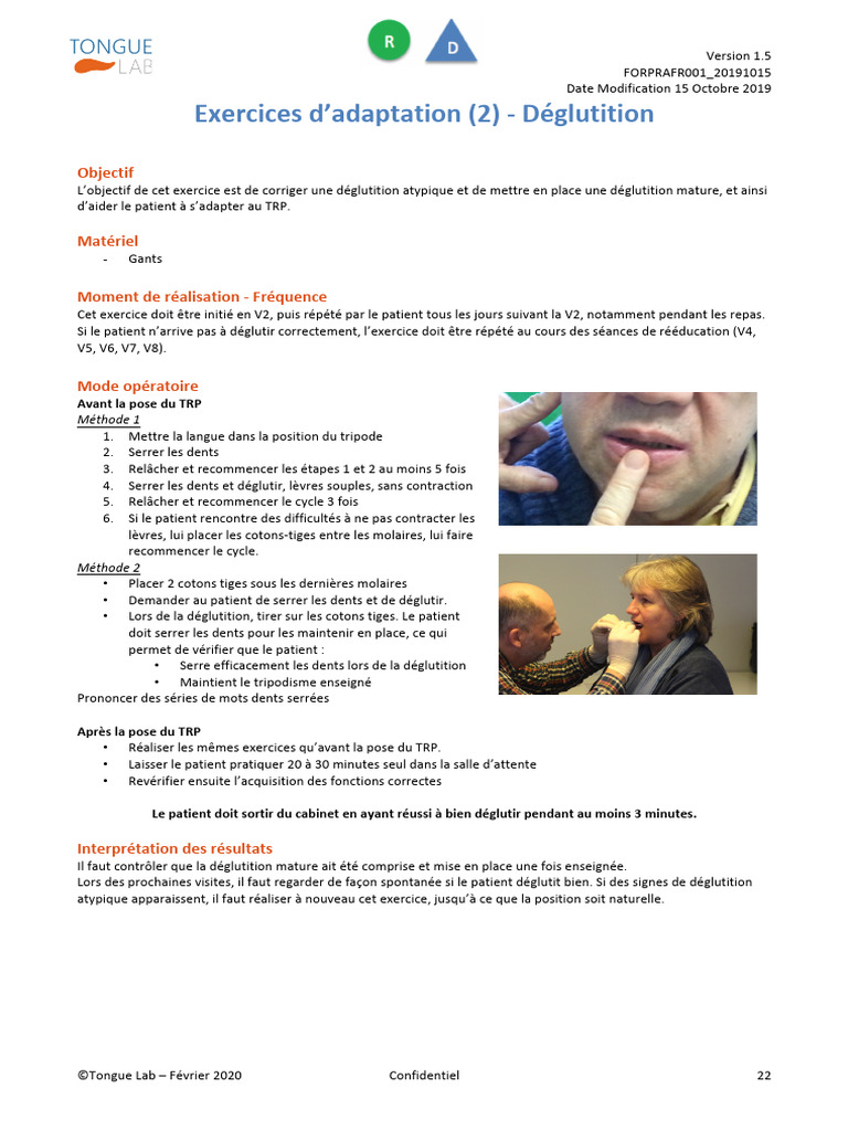 Exercice D'adaptation Pour Déglutition | PDF