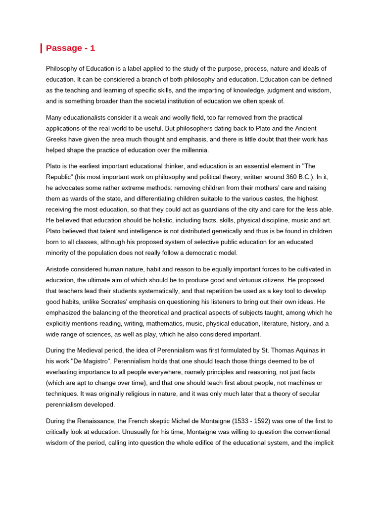 Comprehension Passages for Assignment | PDF