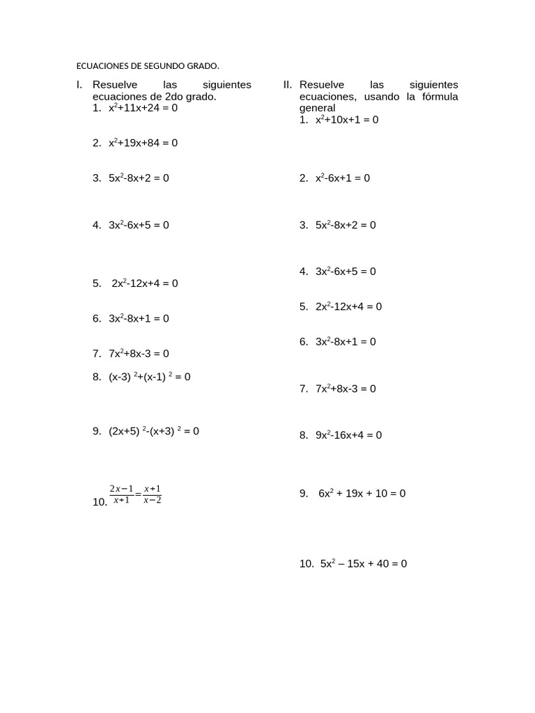 Ecuaciones 2 Sec Segundo Grado | PDF