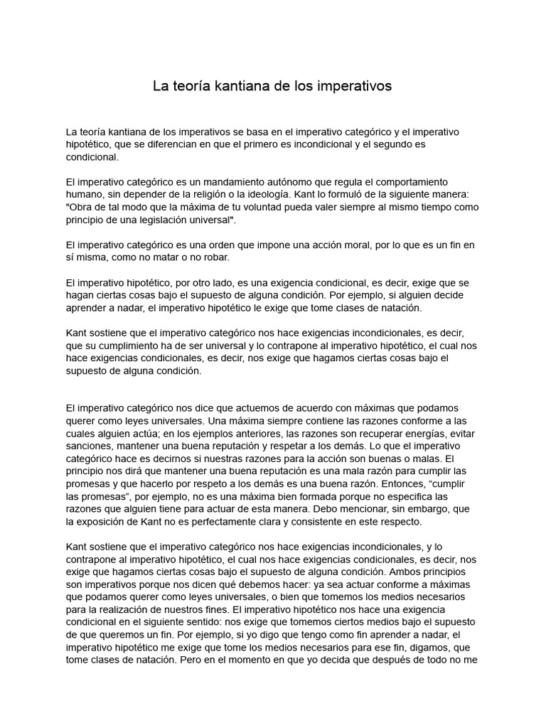 La Teoría Kantiana de Los Imperativos-1 | PDF