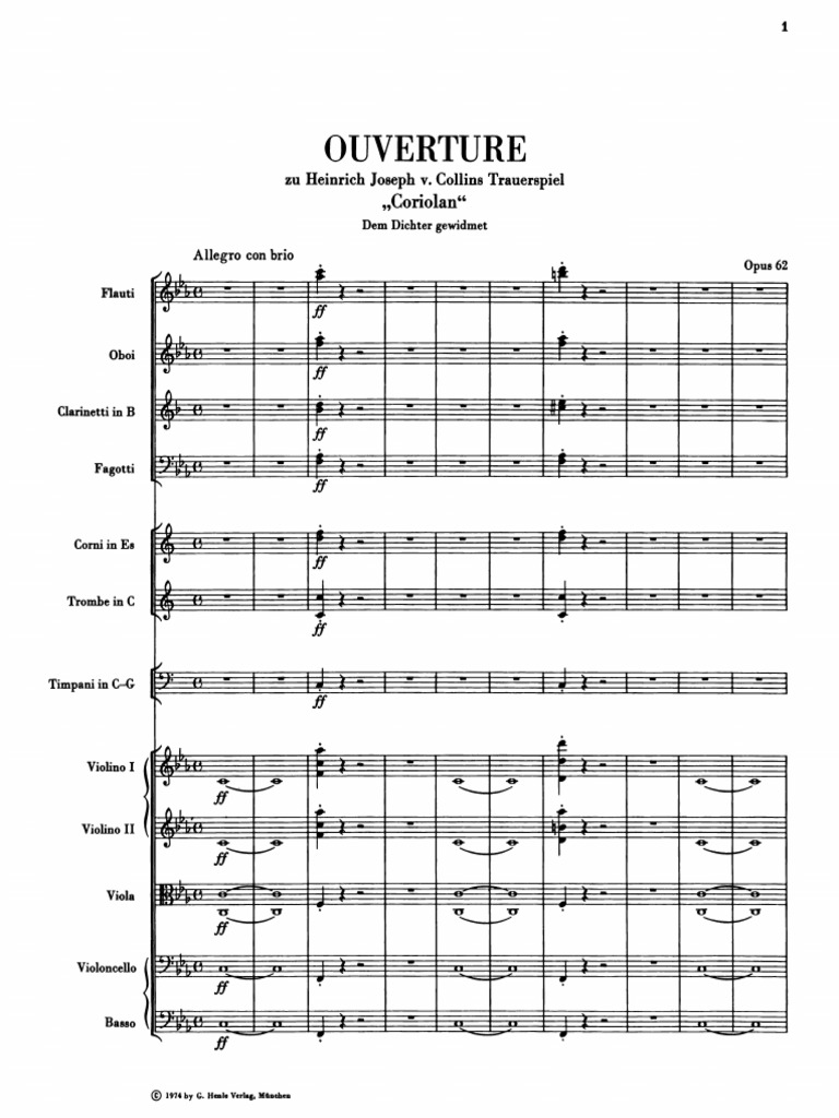 Beethoven Coriolan Overture | PDF