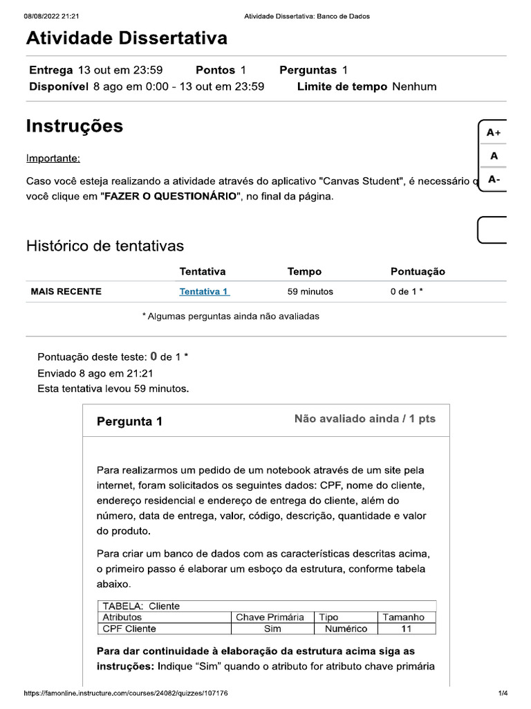 Atividade BD 01 1ponto | PDF