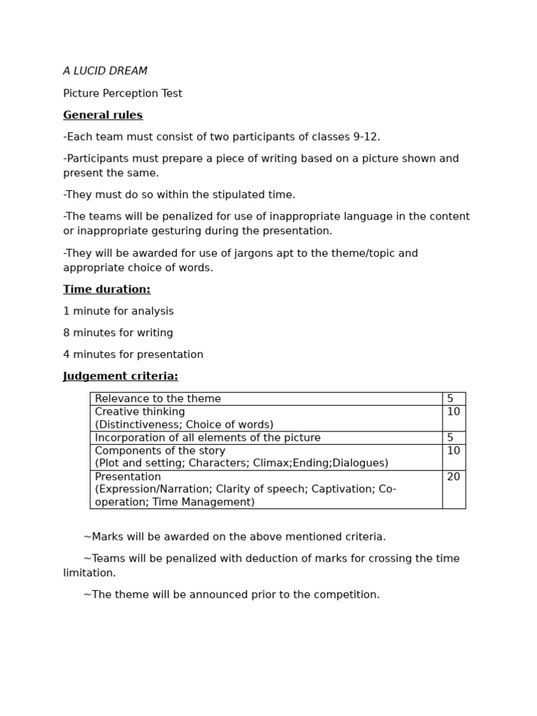 Picture Perception Test | PDF