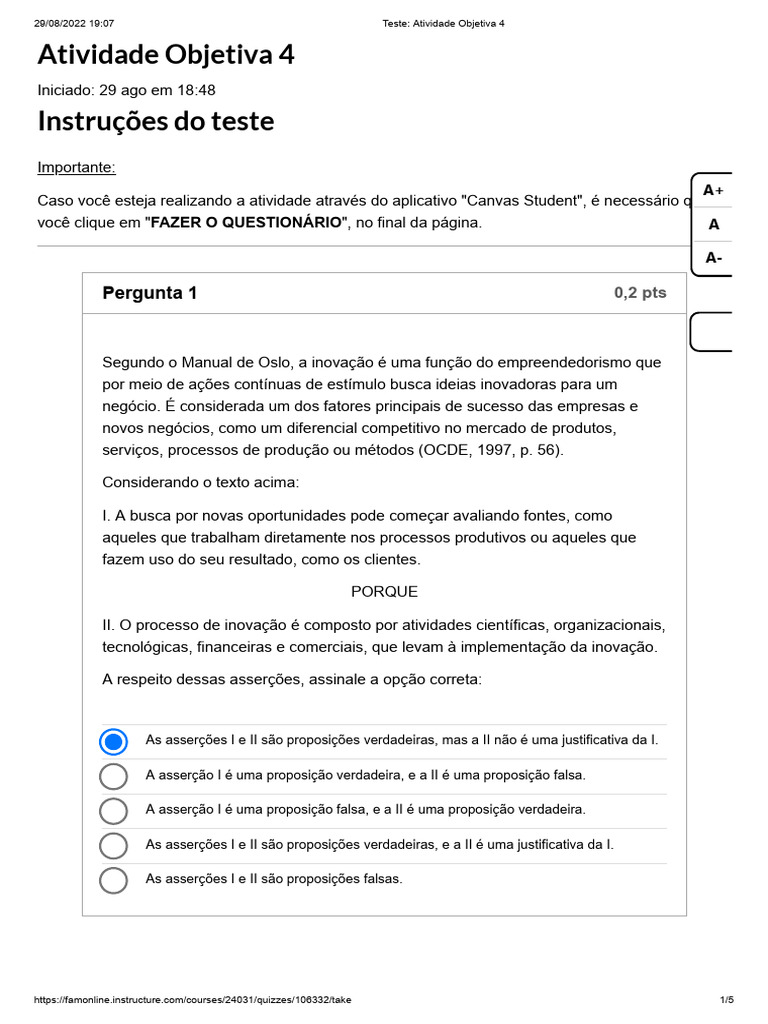 Teste - AO4 EMPR 1pt | PDF
