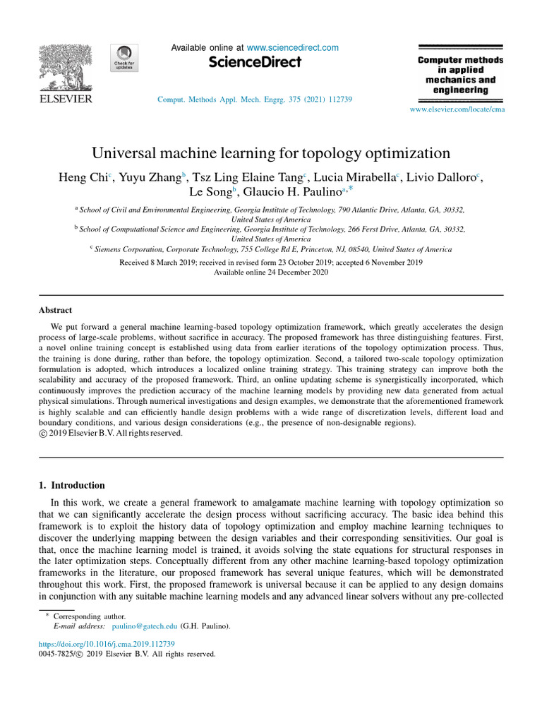 Universal machine learning for topology optimization | PDF