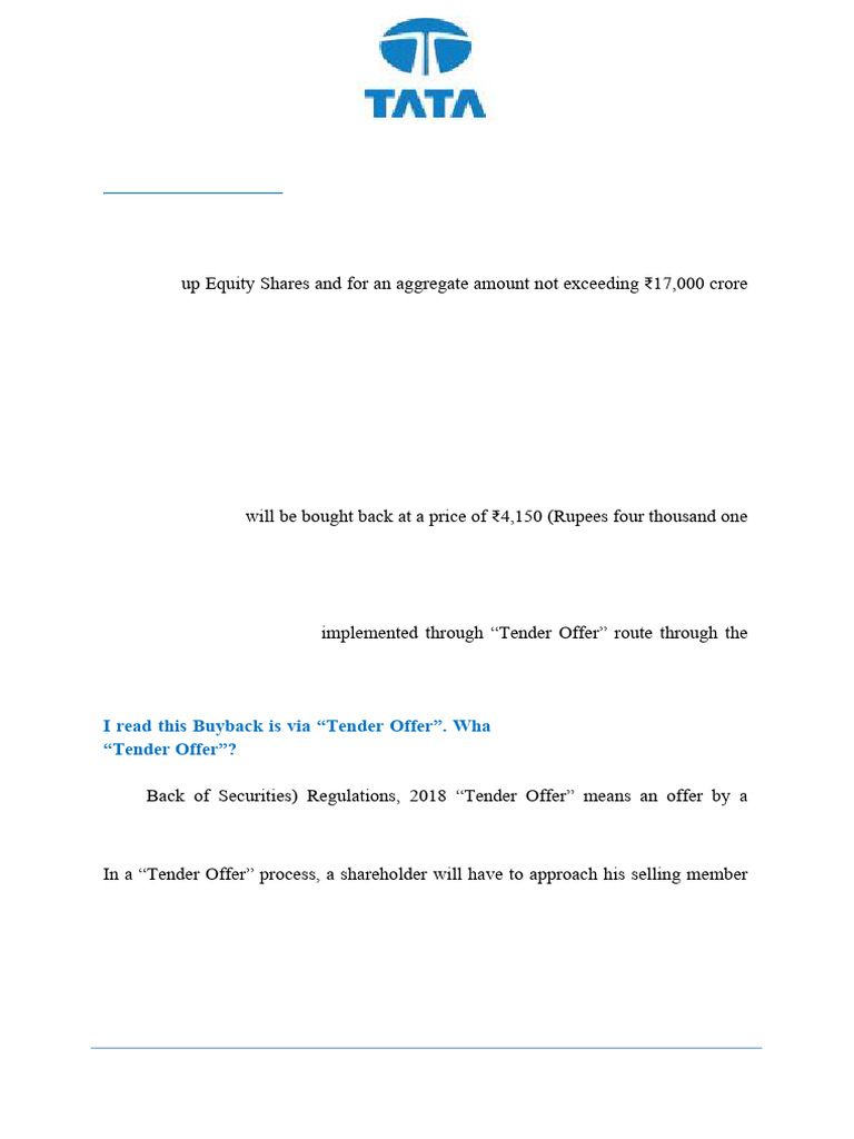 Buyback 2023 Frequently Asked Questions | PDF | Share Repurchase ...