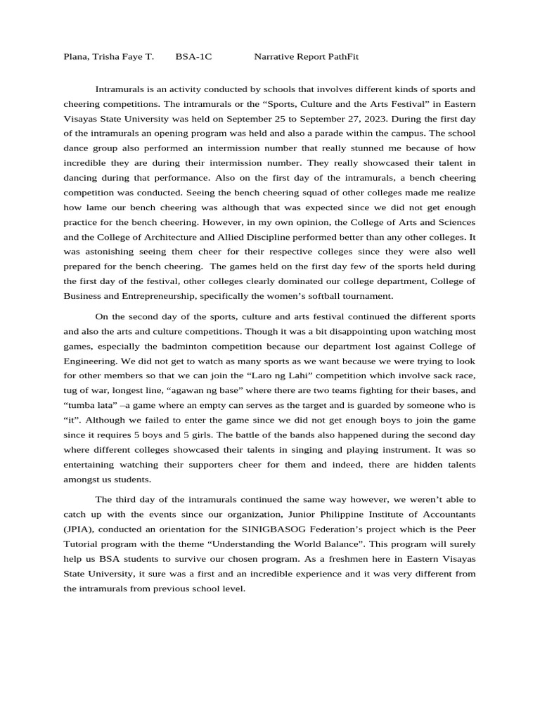 Pe Narrative Report | PDF