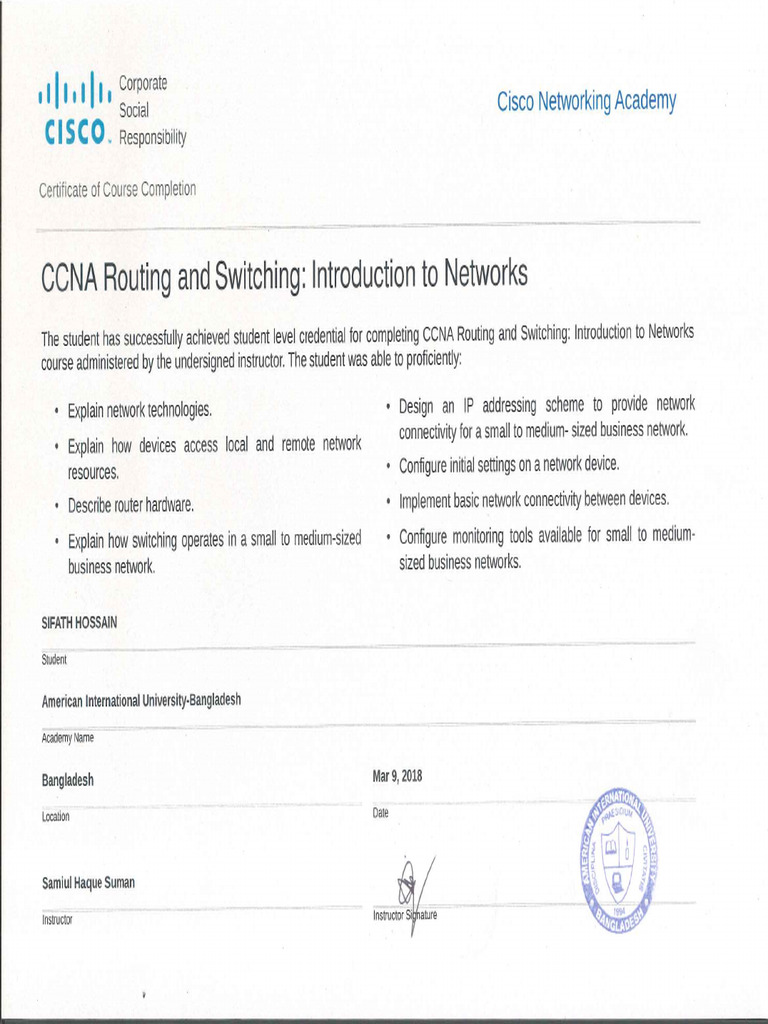 CCNA Certificates | PDF