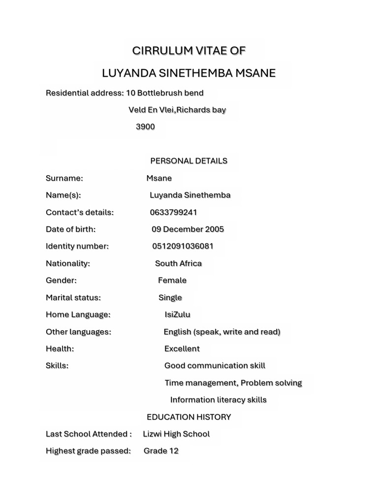 Bursary CV | PDF