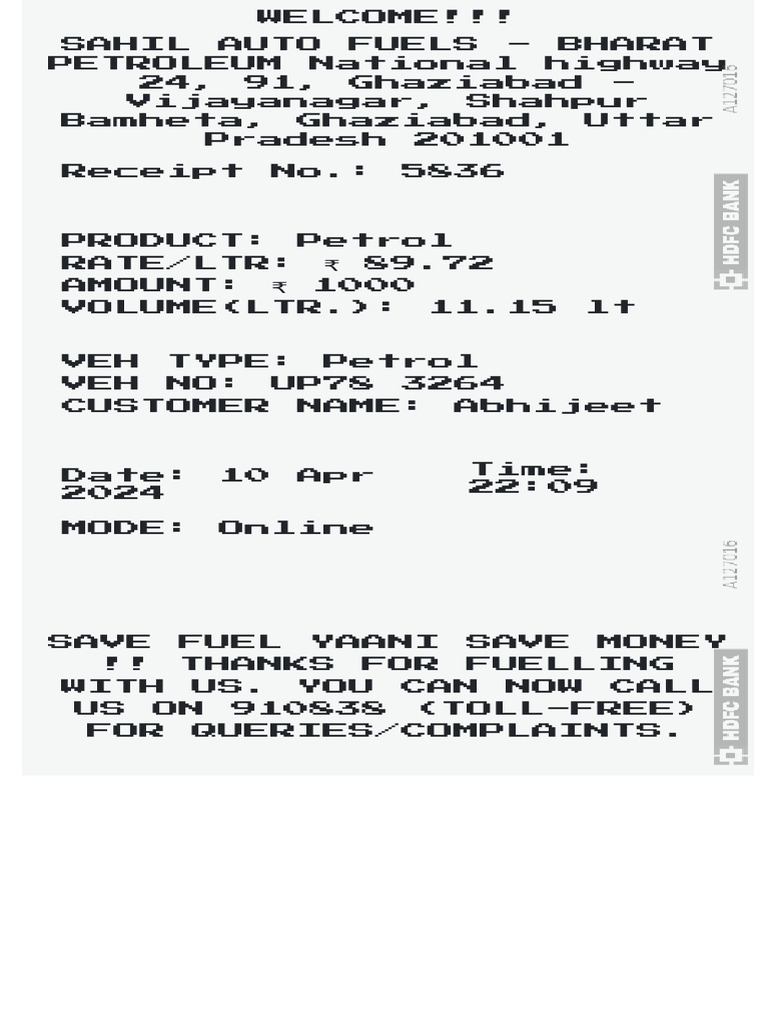 Fuel Bill Template 3 | PDF