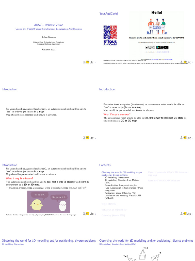 ARS2 - Robotic Vision - Course 04 - VSLAM Visual Simultaneous Localisation and Mapping | PDF