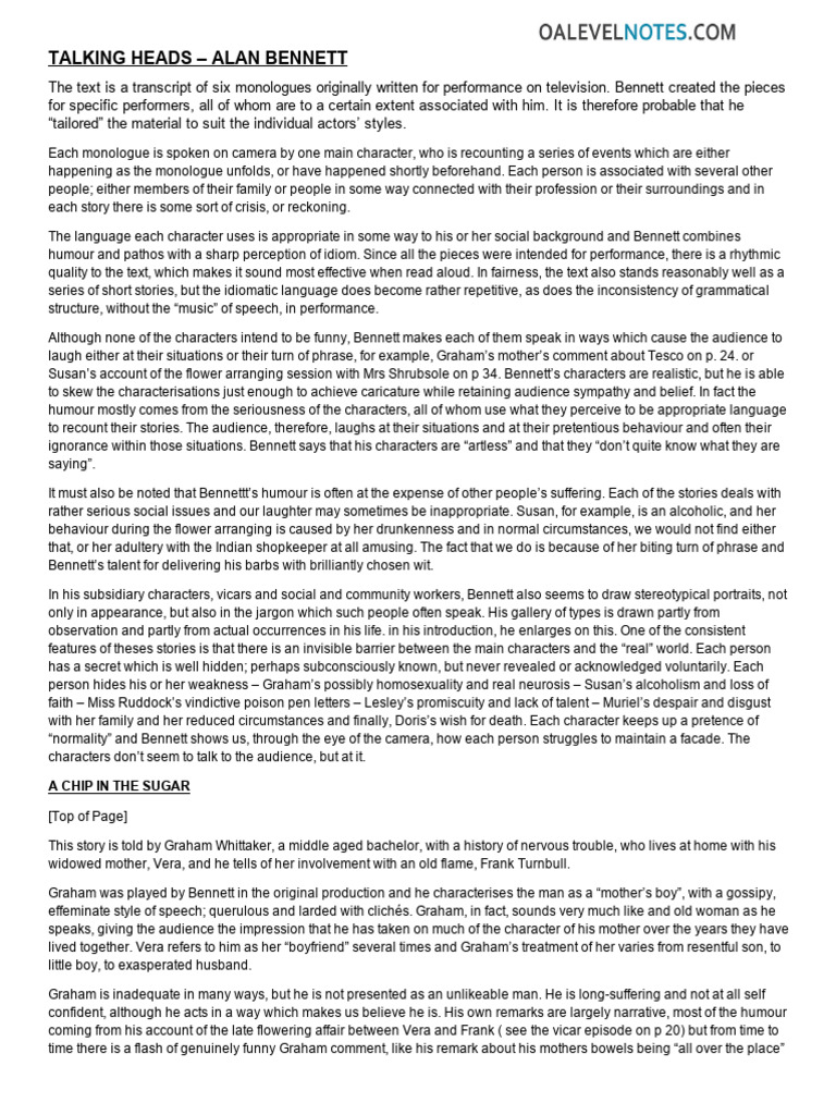 Talking Heads Alan Bennett | PDF