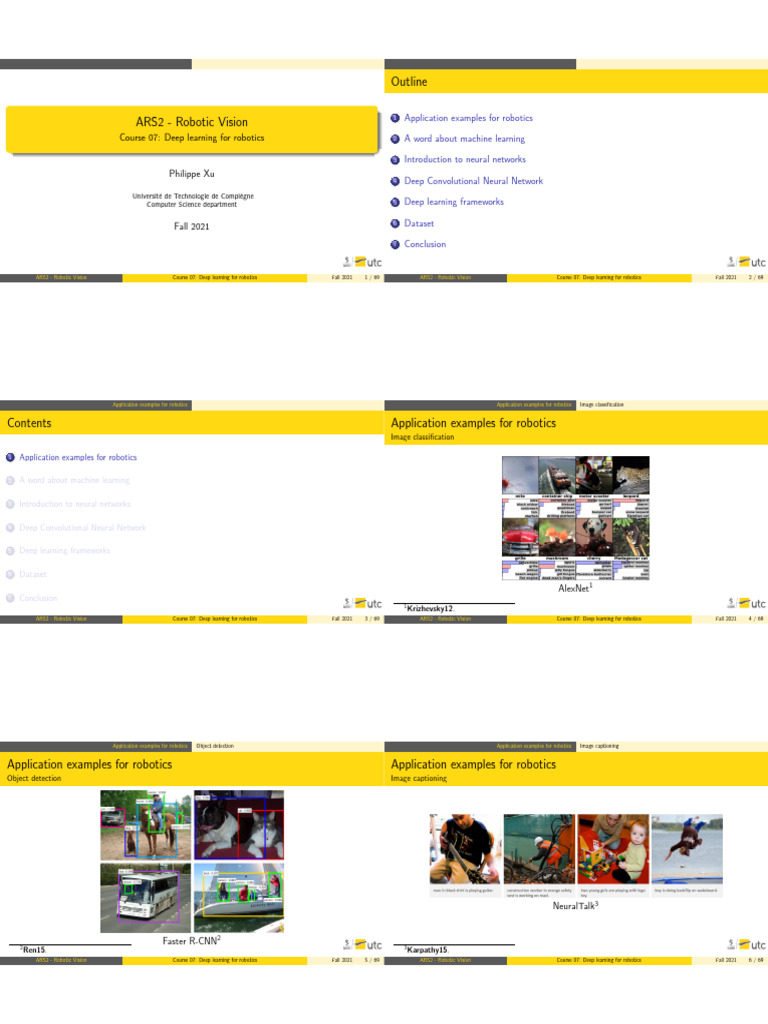 ARS2 - Robotic Vision - Course 07 - Deep Learning For Robotics | PDF