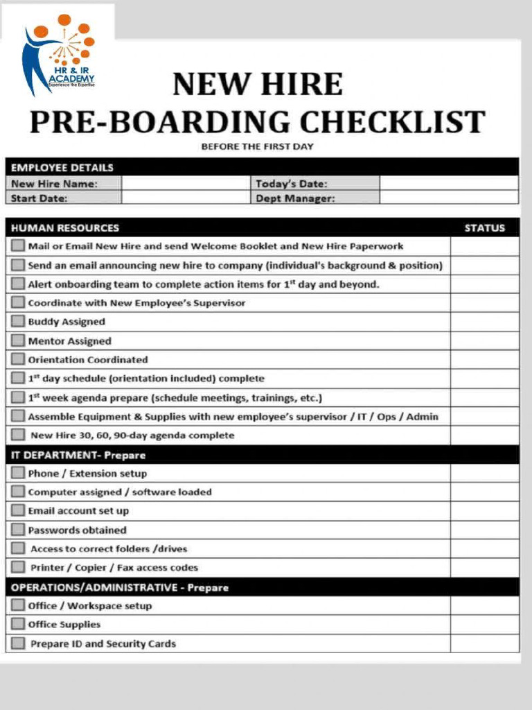 Preboarding checklist | PDF