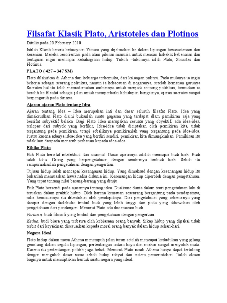 Filsafat Klasik: Plato & Aristoteles | PDF
