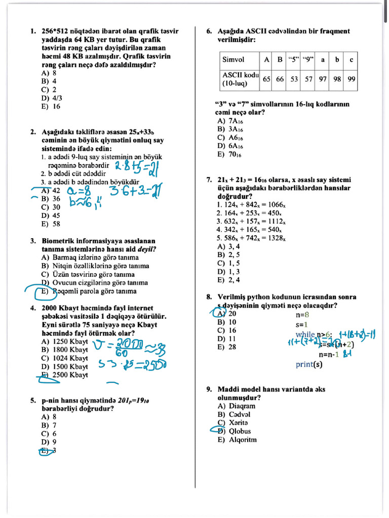 Nformatika Fenni Uzre MQ Numuneleri 2 | PDF