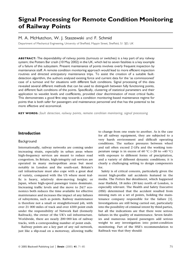 Signal Processing for Remote Condition Monitoring | PDF