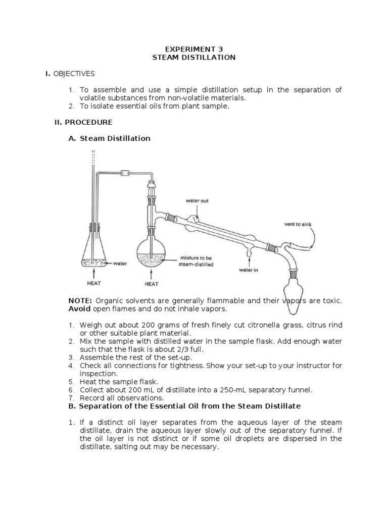 Exercise 3 (Steam Distillation) | PDF | Distillation | Steam