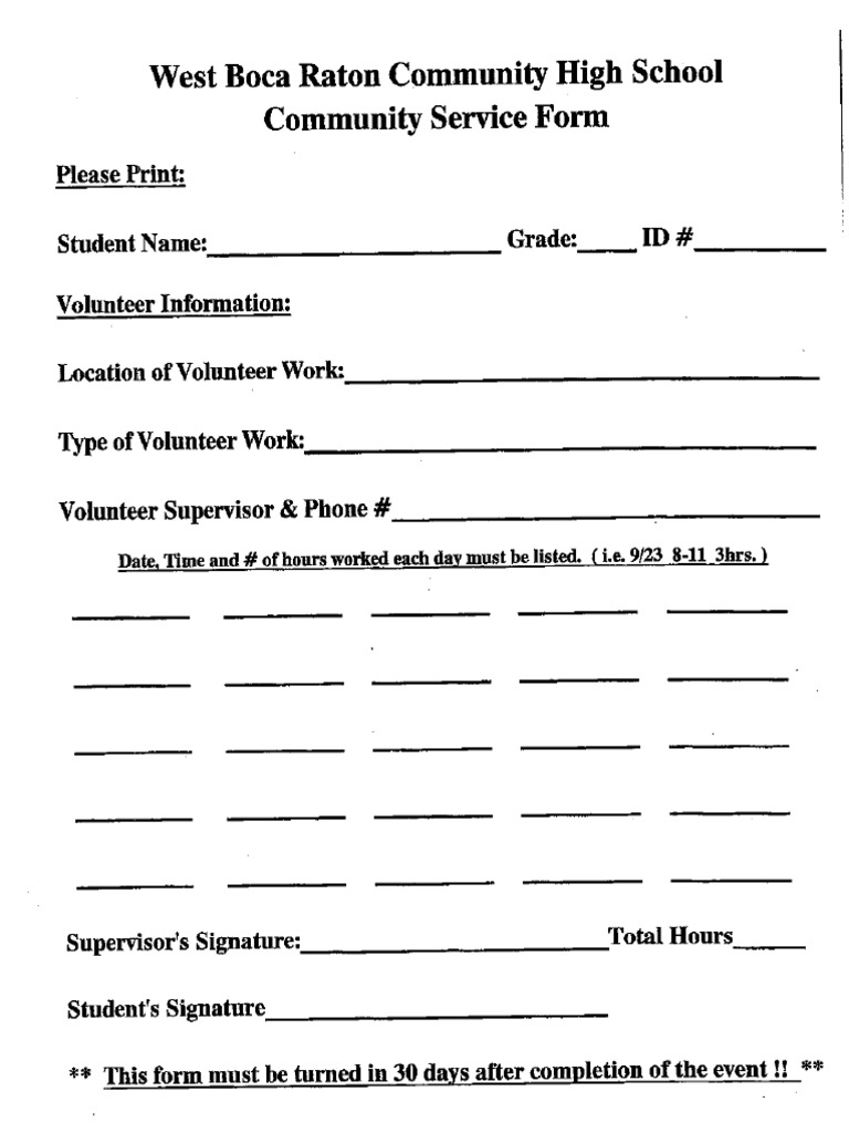 Community Service Form | PDF