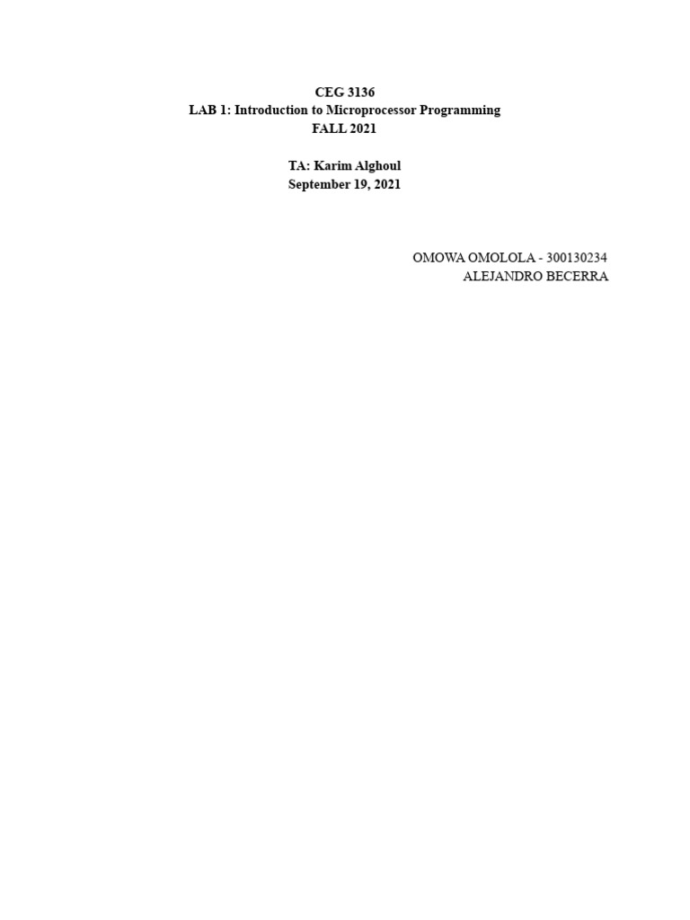 Ceg 3136 Pre Lab 1 | PDF | Computer Program | Programming