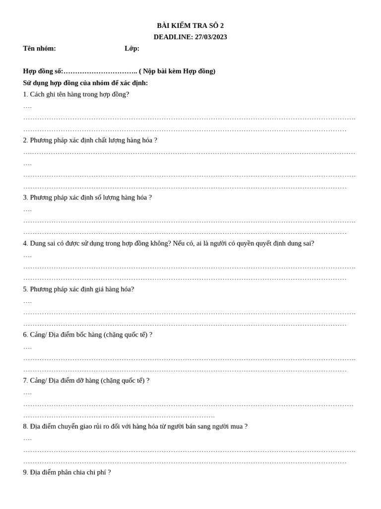 BKT Số 2. Bài Tập Thực Hành | PDF