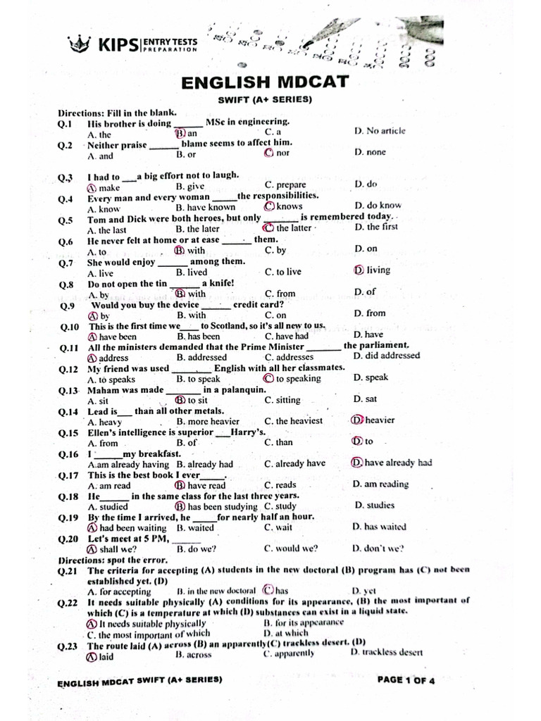swift test english key 2024 | PDF
