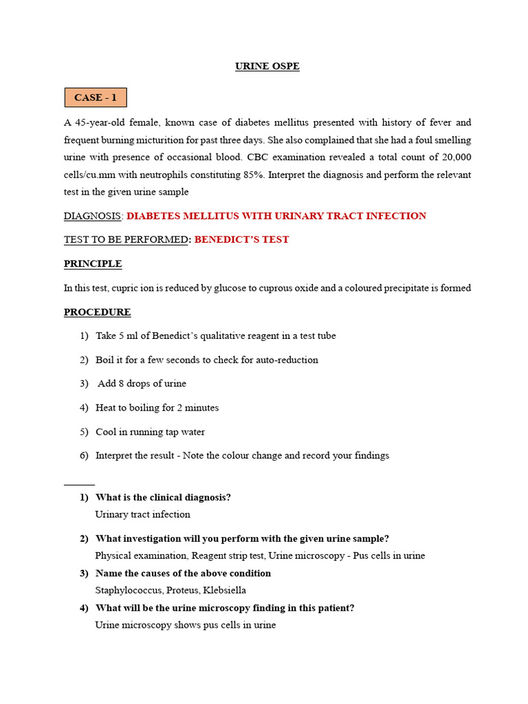 Urine Ospe Charts | PDF