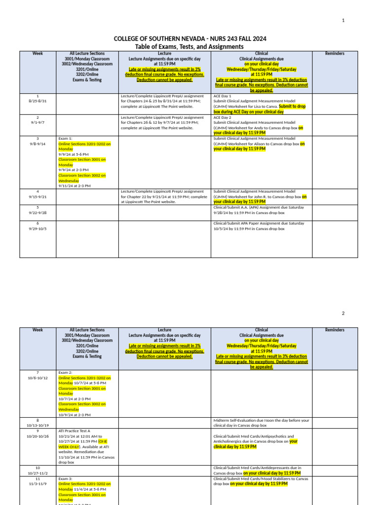 MH Weekly Sched | PDF