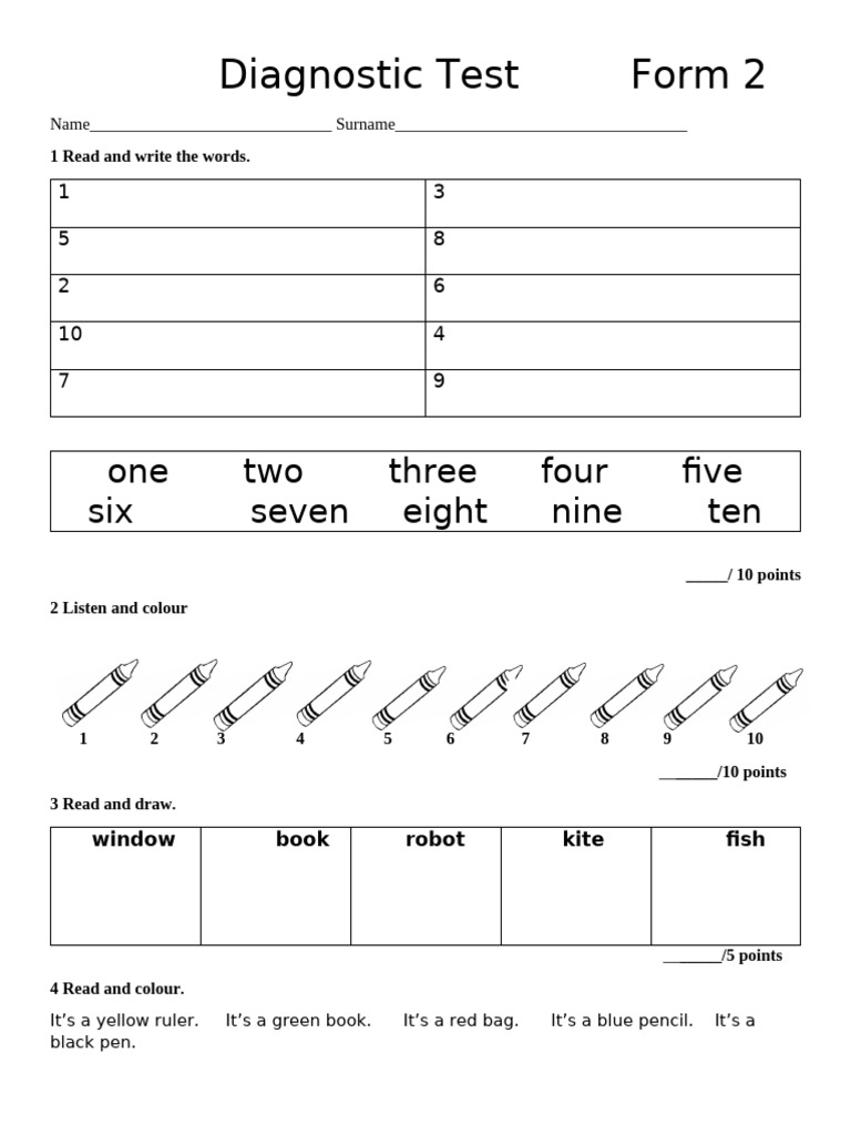 Diagnostic Test Form 2 | PDF